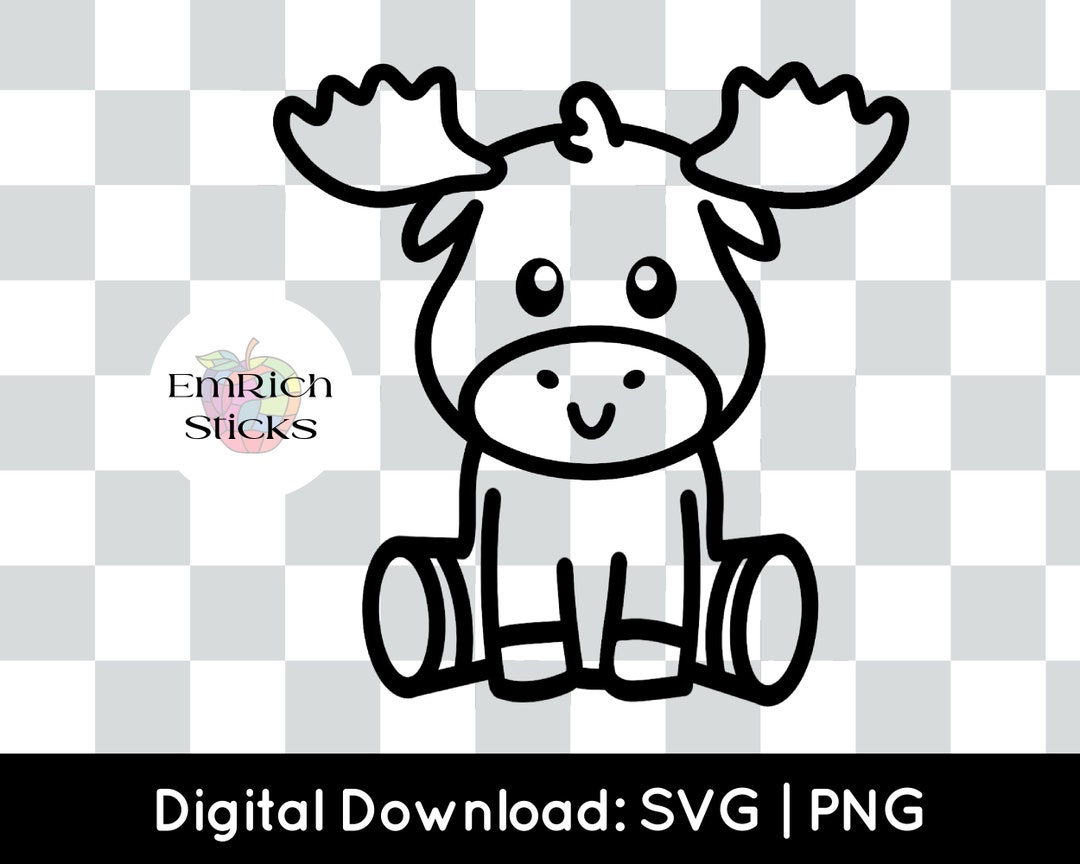 Moose Outline PNG SVG, Commercial Use Instant Digital Download, Forest ...