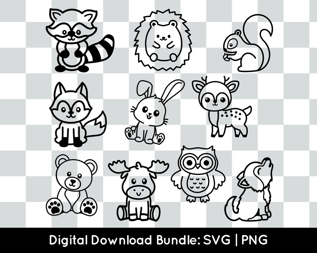 Woodland Animal Bundle PNG SVG, Commercial Use, Forest Svg Cut File for ...