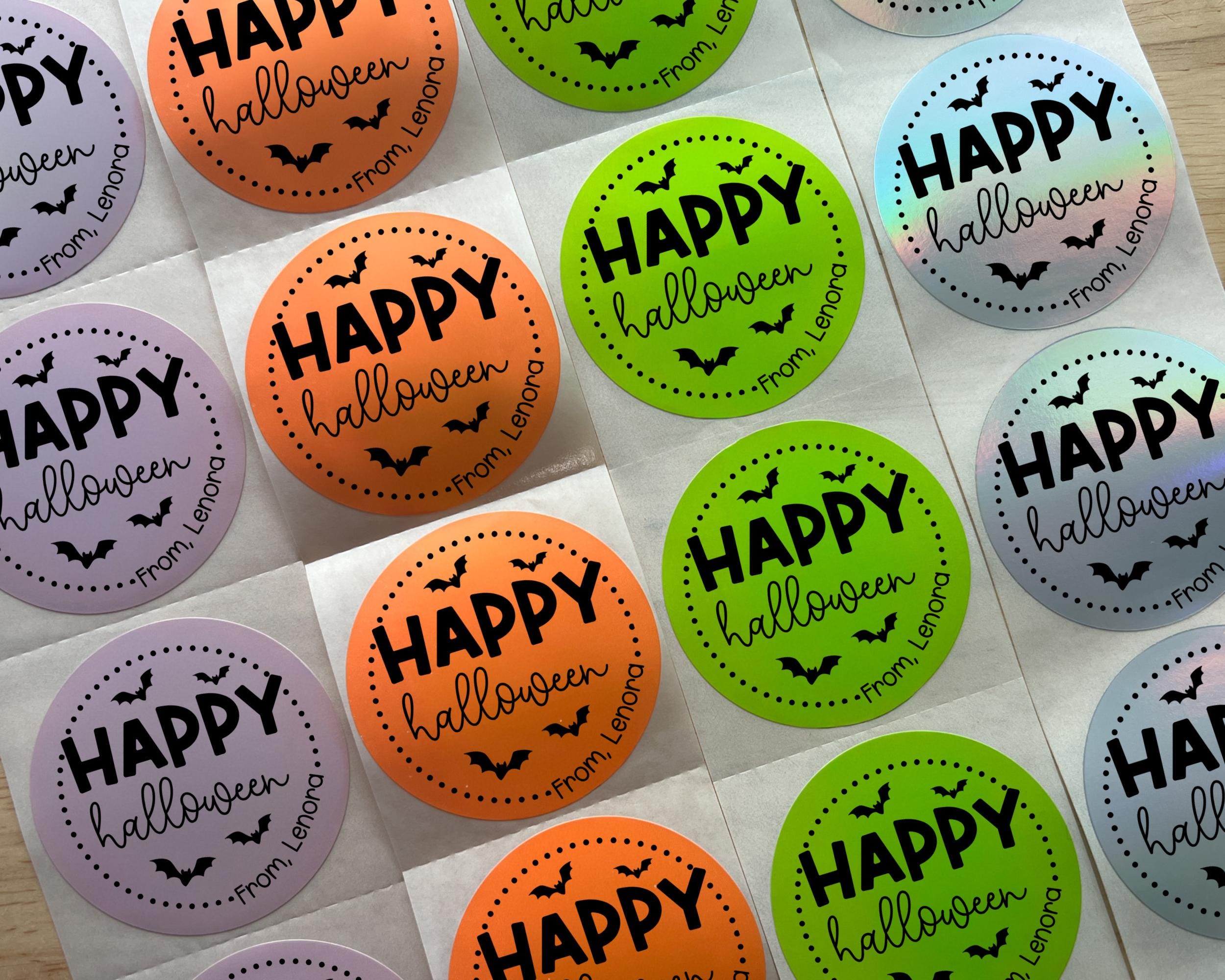 Happy Halloween Treat Bag Labels SET OF 10, Bat Kids Goodie Bag ...