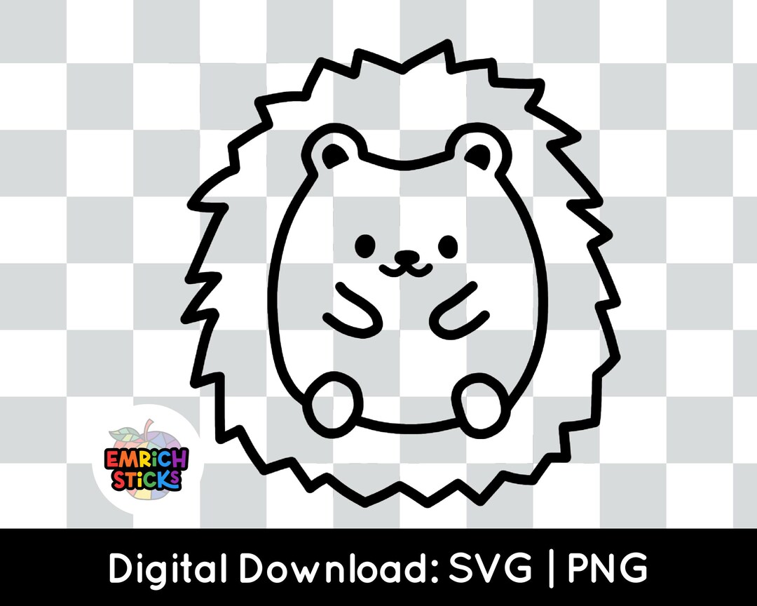 Hedgehog Outline PNG SVG, Commercial Use Instant Digital Download ...