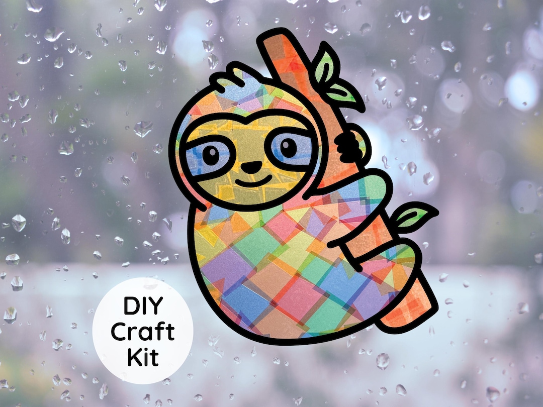 Sloth Suncatcher Craft Kit for Kids, Rainforest Party Activity, Sloth ...