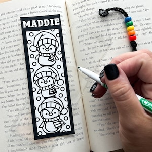 Personalized Penguin Bookmark Coloring Craft Kit for Kids, Custom ...