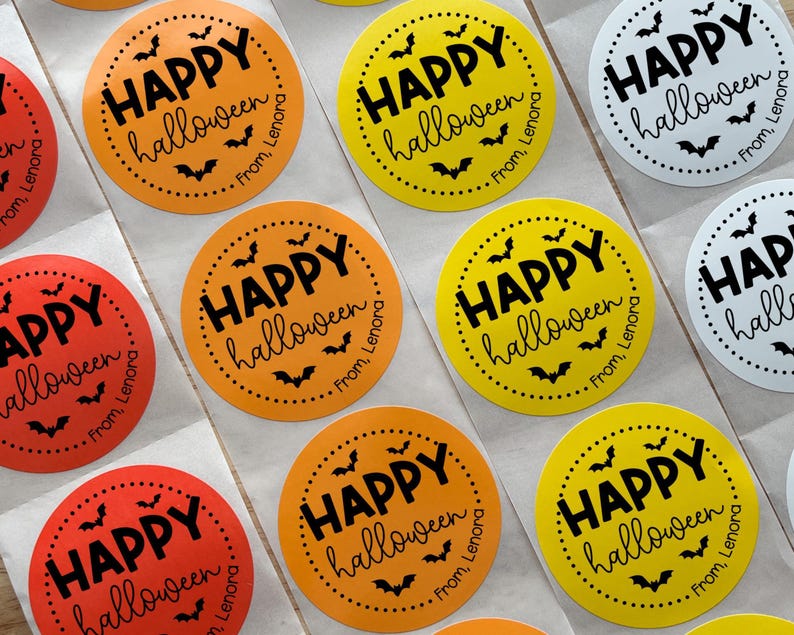 Happy Halloween Treat Bag Labels SET OF 10, Bat Kids Goodie Bag ...