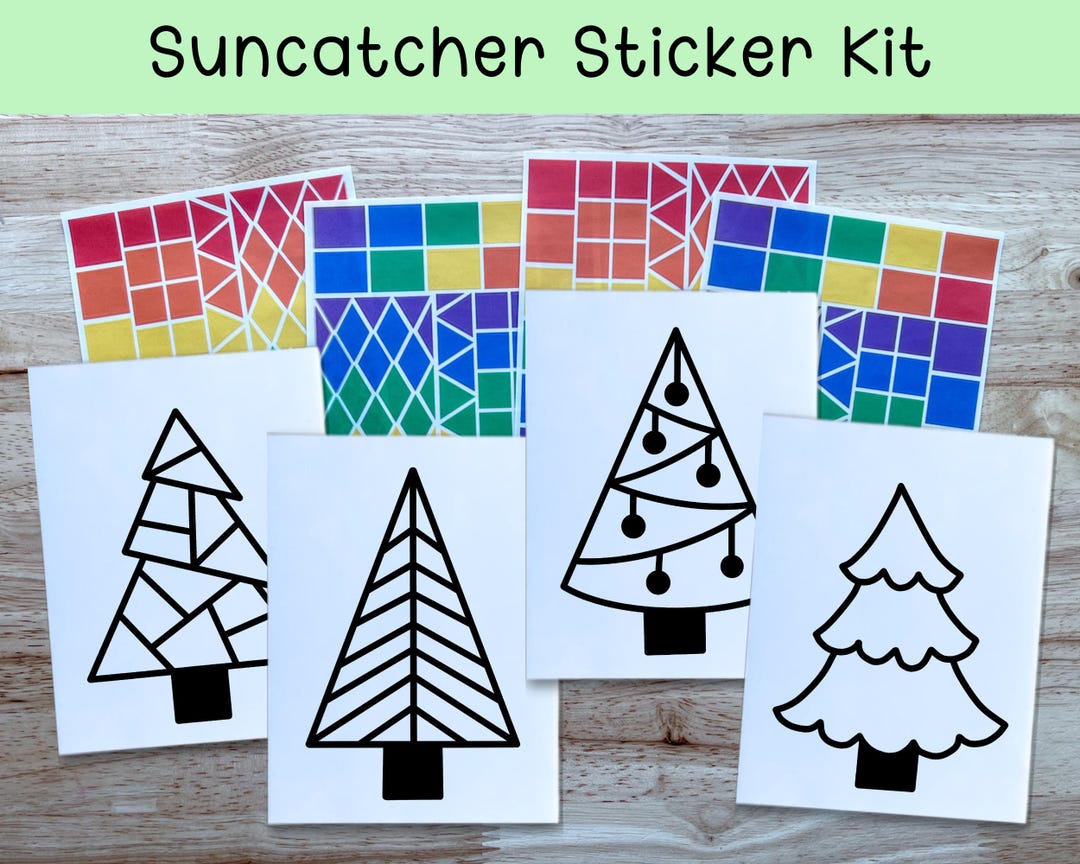 Christmas Tree Suncatcher Window Decal Set of 4, Christmas Family ...