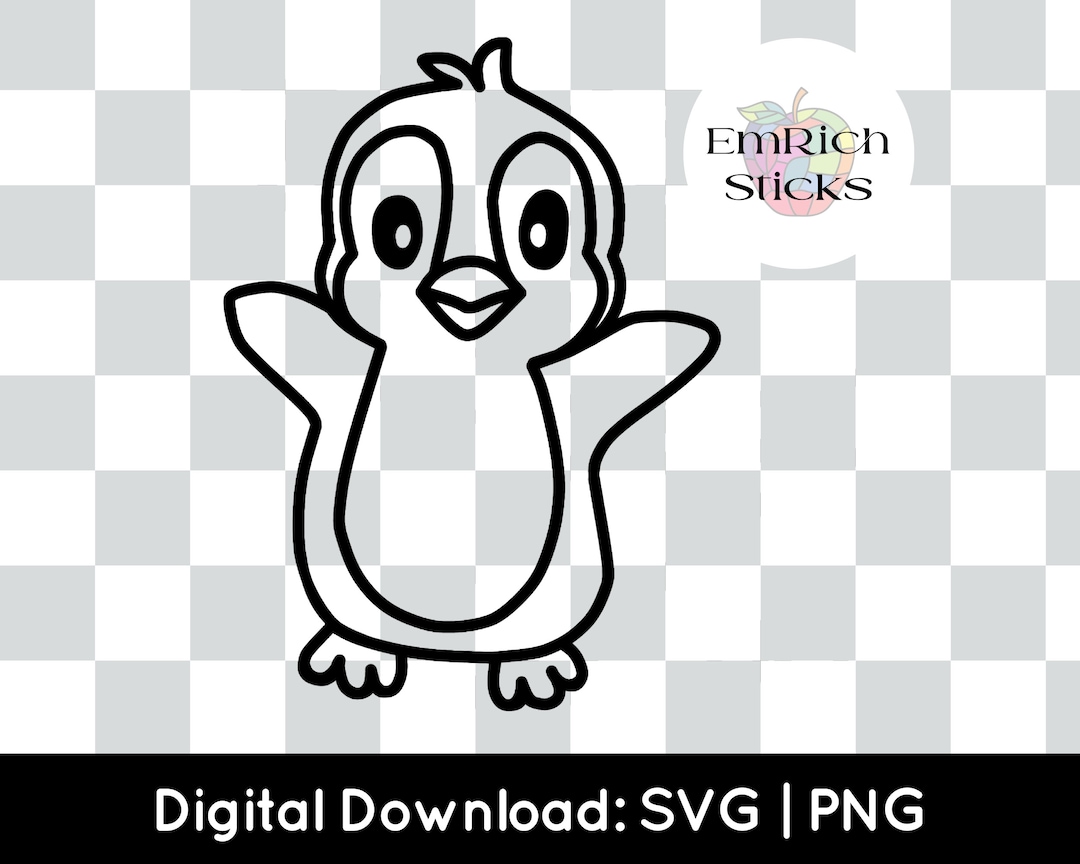 Penguin Outline PNG SVG, Commercial Use Instant Digital Download ...