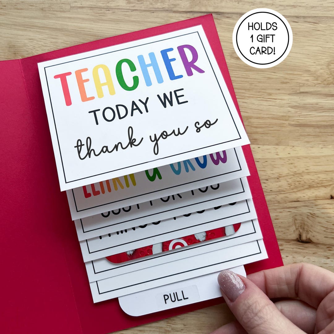Teacher Thank You Gift Card Holder Book, Handmade Waterfall Card ...