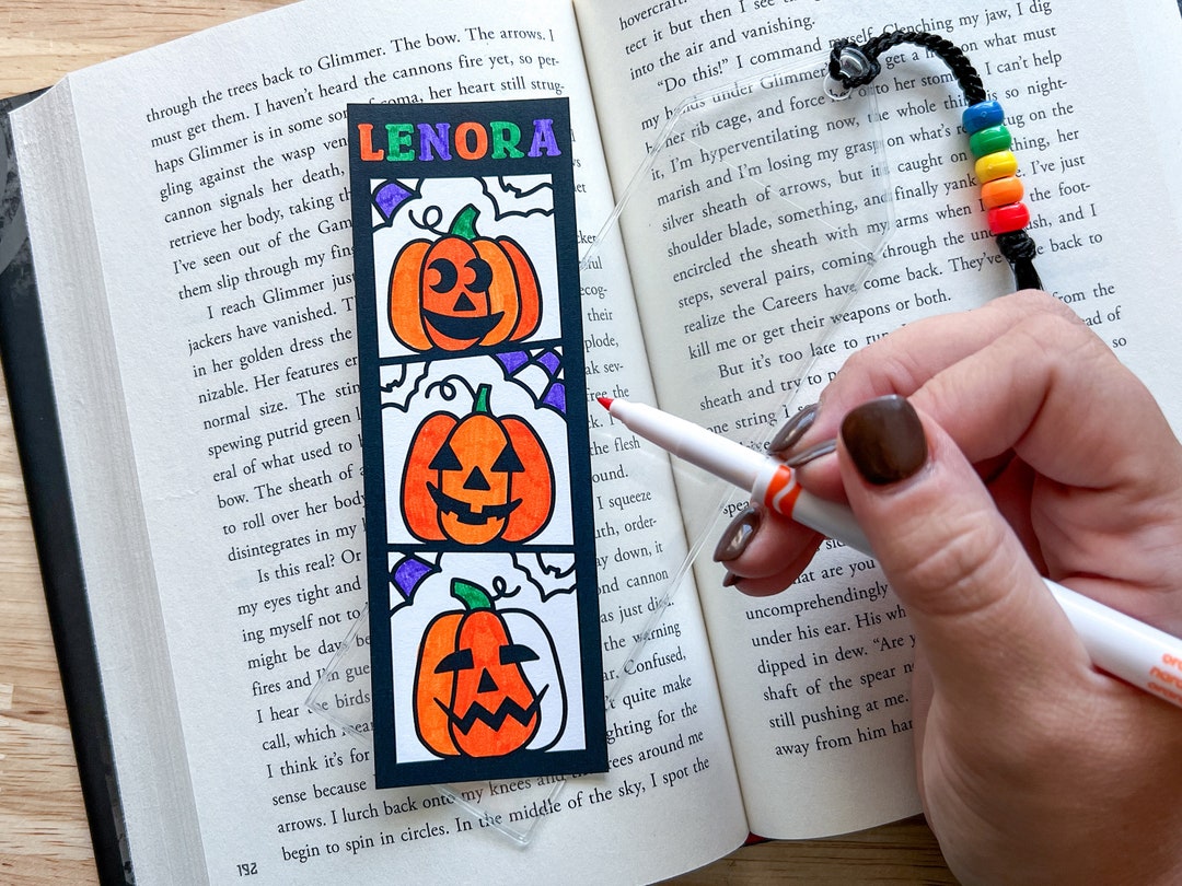 Personalized Halloween Bookmark Coloring Craft Kit for Kids, Custom ...