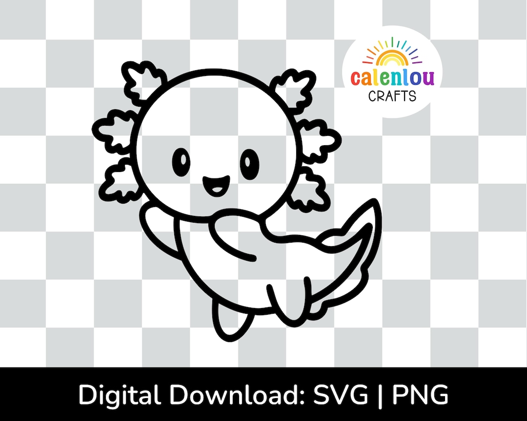 Cute Axolotl Outline PNG SVG, Commercial Use Instant Digital Download ...