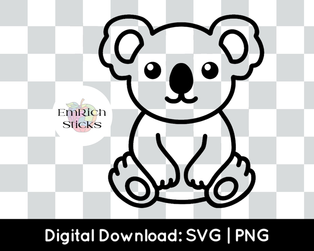 Koala Outline PNG SVG, Commercial Use Instant Digital Download, Australian Animal Svg Cut File ...