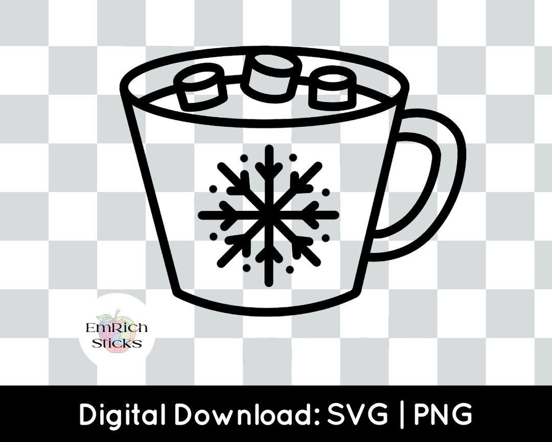 Hot Cocoa Outline PNG SVG, Commercial Use Instant Digital Download ...