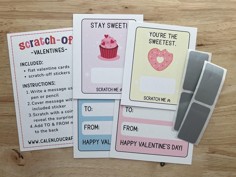 Sweet Treat Valentines Day Scratch off Cards for Kids, Punny Dessert ...