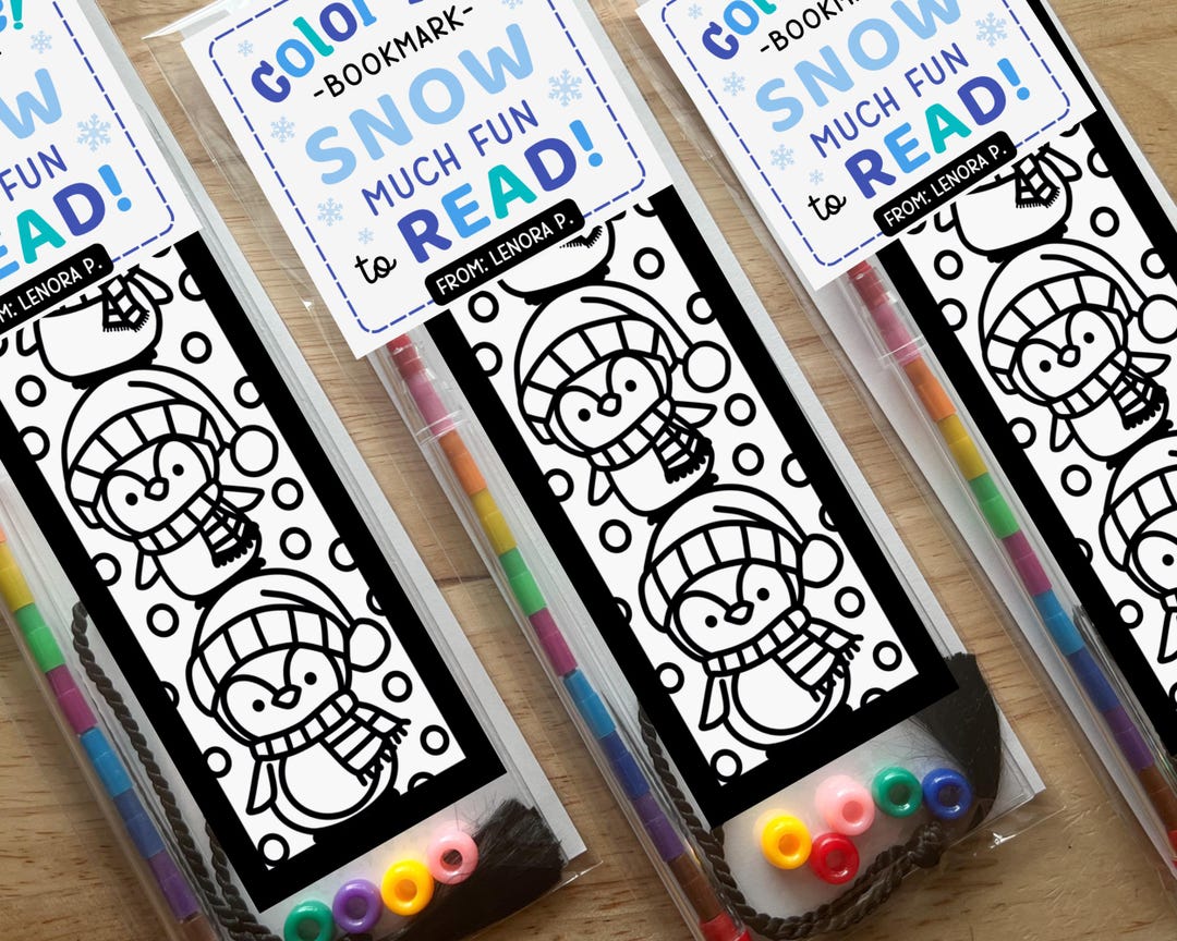 Penguin Bookmark Coloring Craft Kit, Winter Holilday Party Favor - Etsy