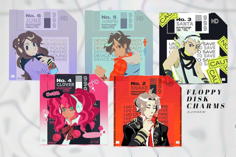 999 Charms // Zero Escape Floppy Disk Keychains - Etsy