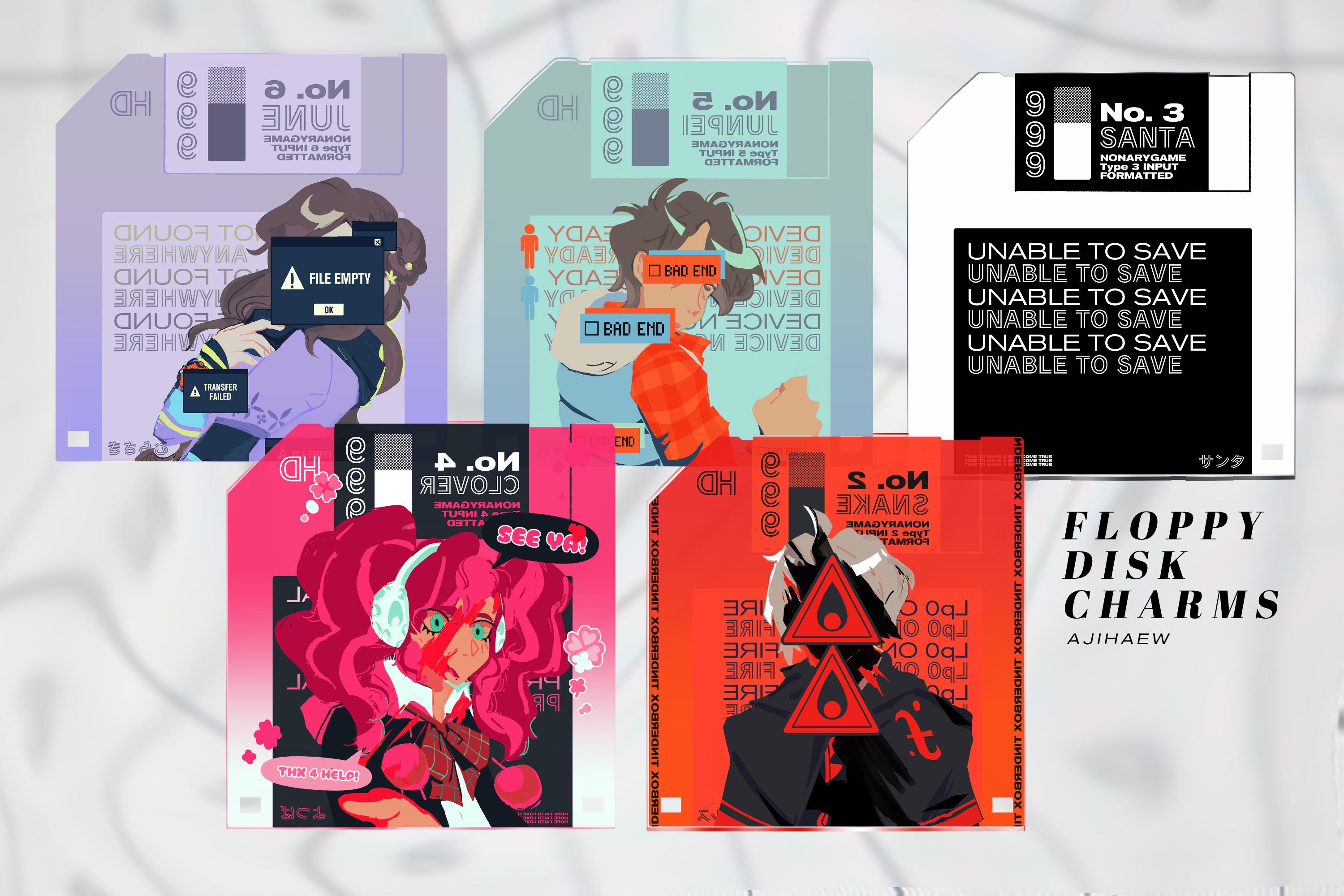 999 Charms // Zero Escape Floppy Disk Keychains - Etsy