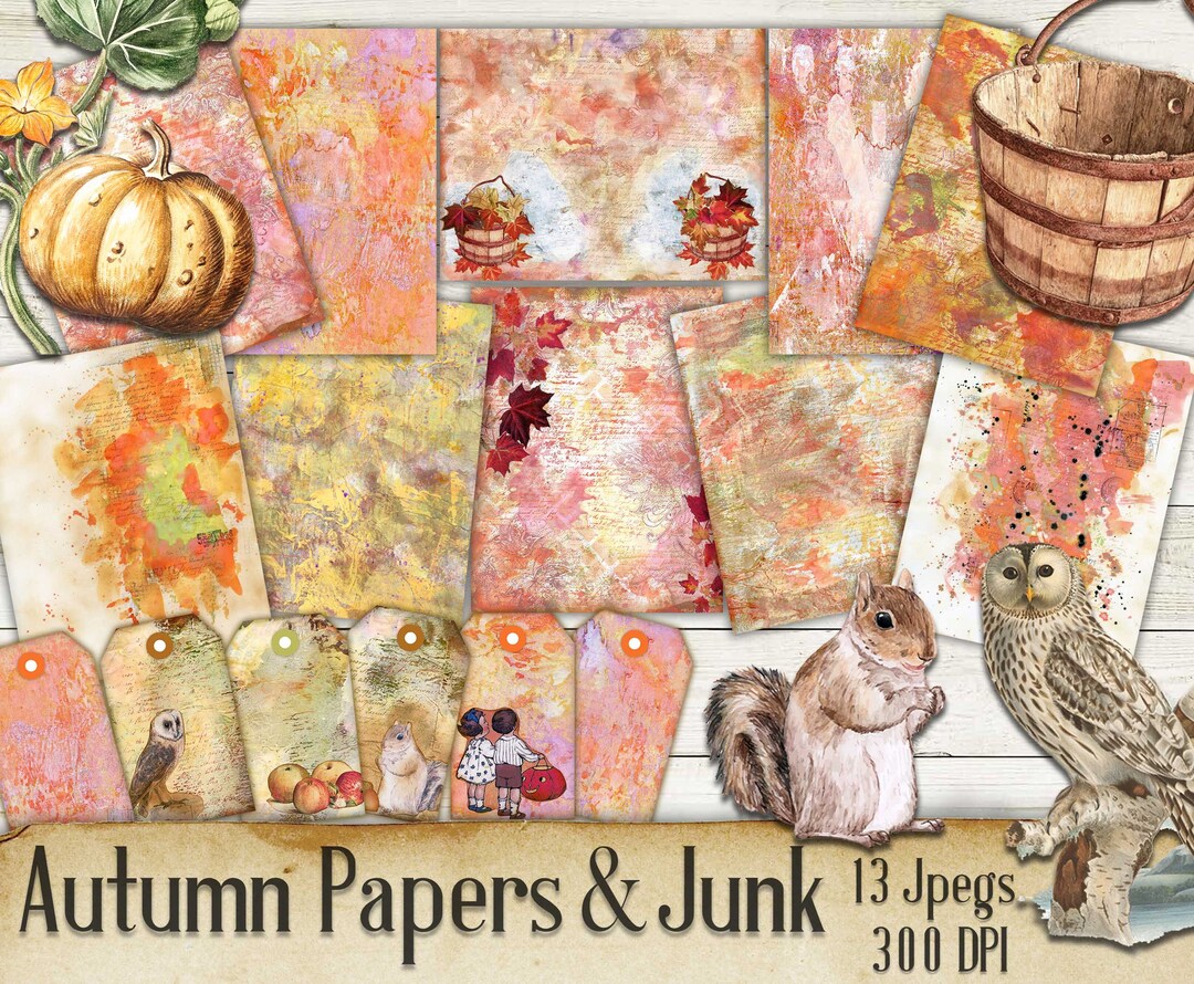 Autumn Junk Journal Kit, Digital Fall Ephemera, Printable Fall Junk ...