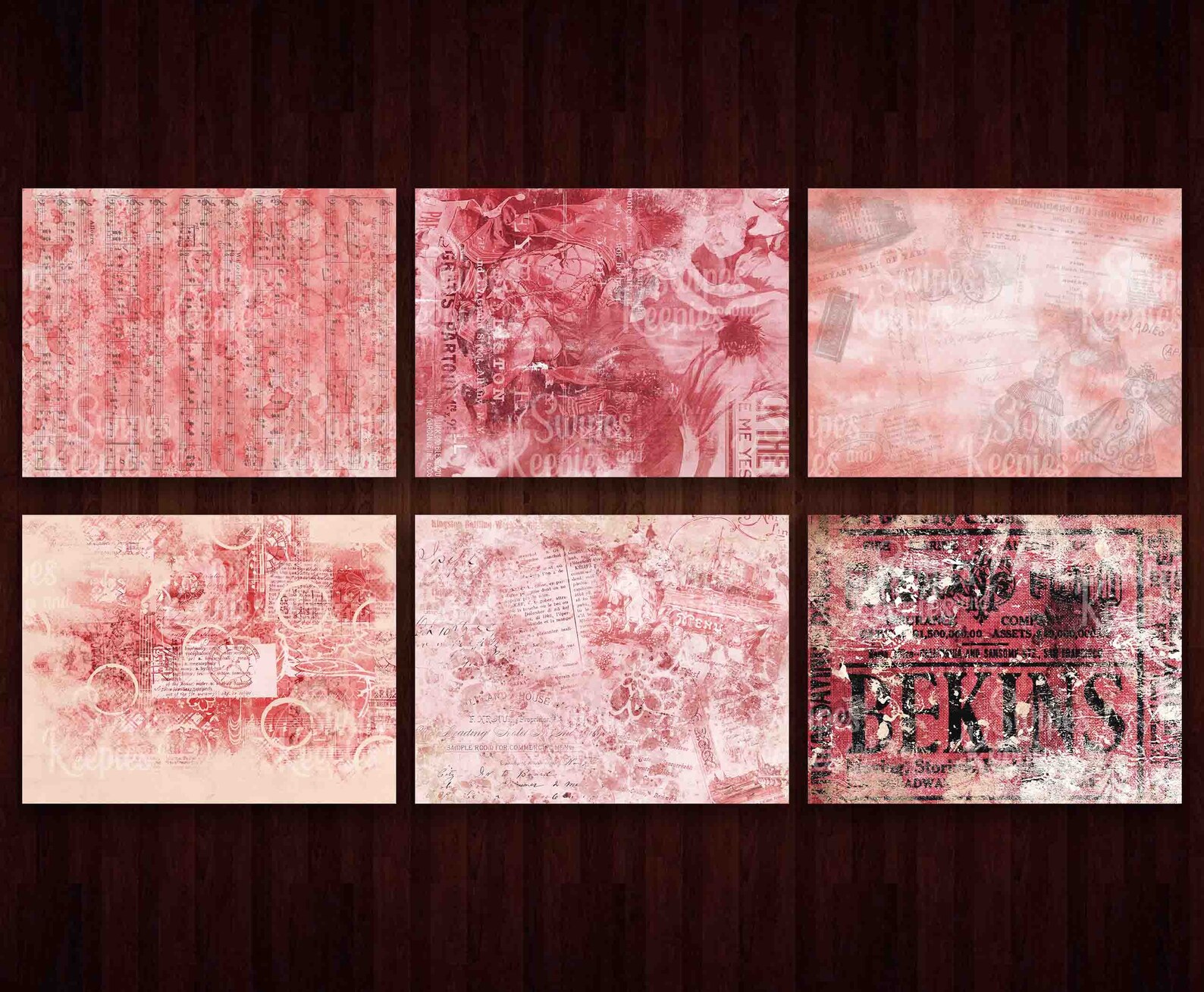 Red Printable Junk Journal Pages, Red Ephemera, Vintage Red Ephemera ...