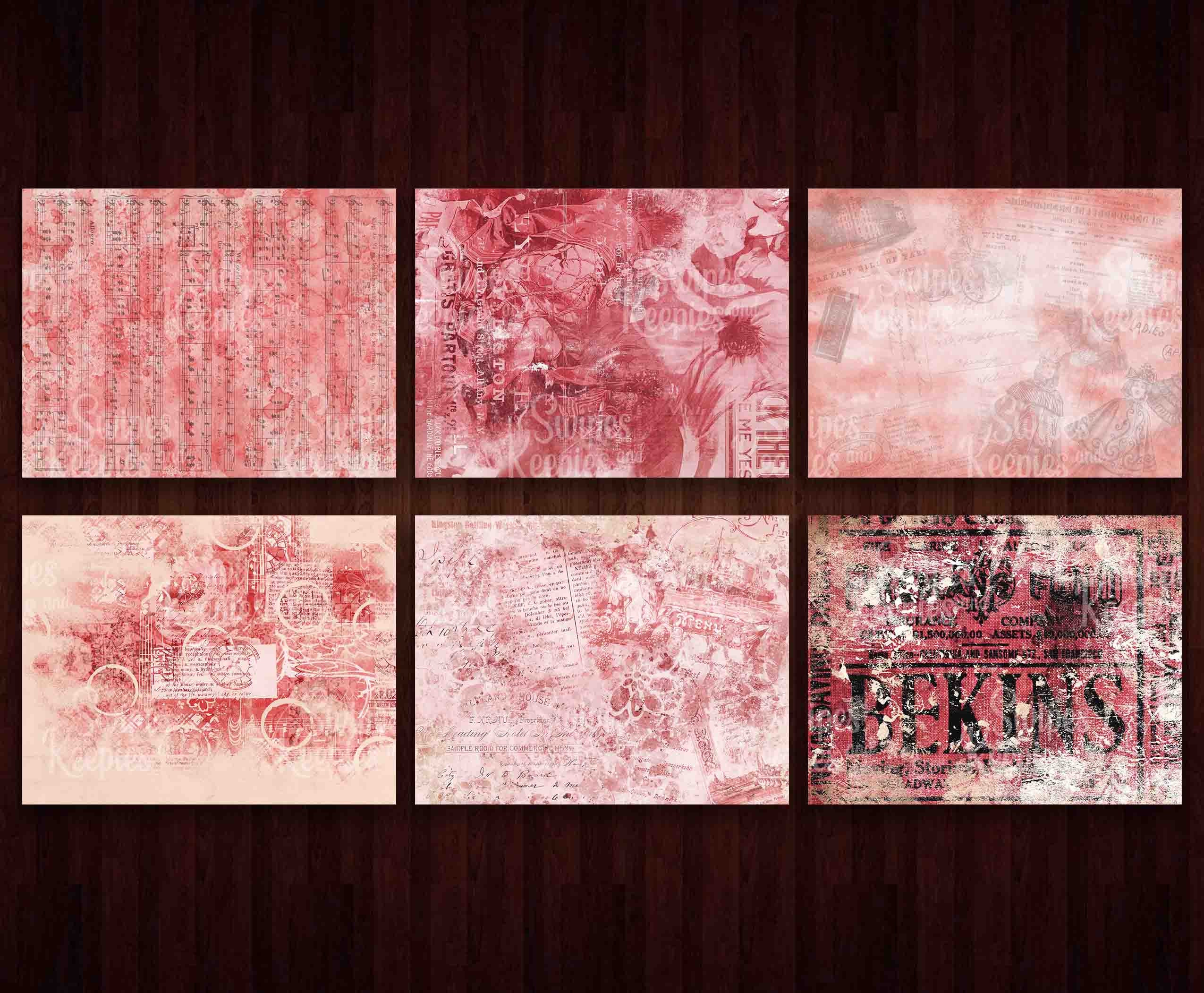 Red Printable Junk Journal Pages, Red Ephemera, Vintage Red Ephemera ...