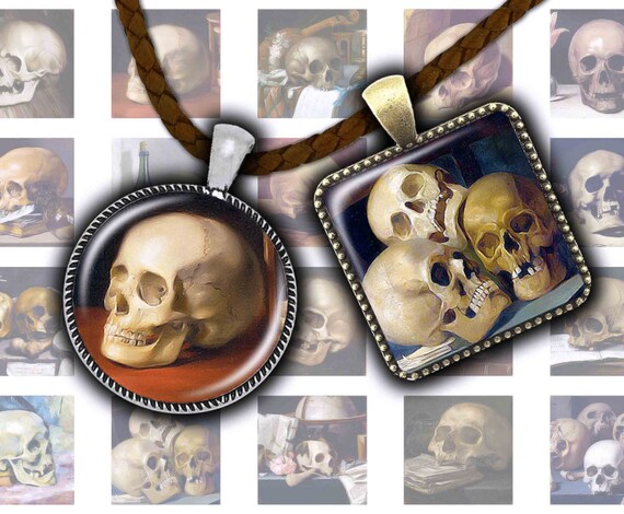 Digital Collage Sheet Spooky Halloween Skulls 1 Inch - Etsy