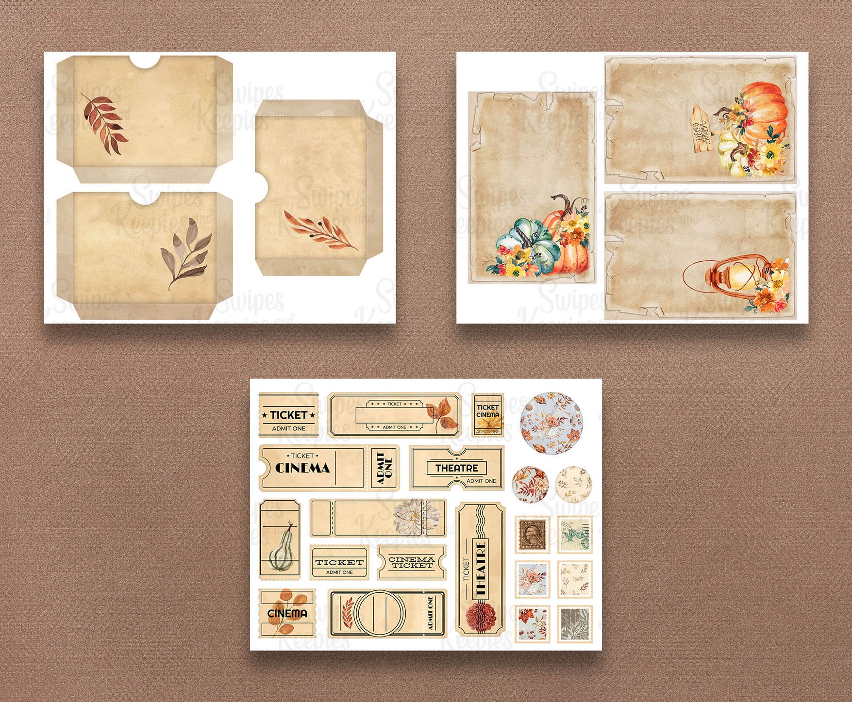 Digital Autumn Junk Journal Kit, Printable Fall Harvest Ephemera ...