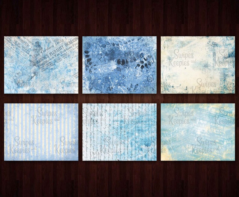 Blue Printable Junk Journal Pages, Blue Ephemera, Vintage Blue Ephemera ...