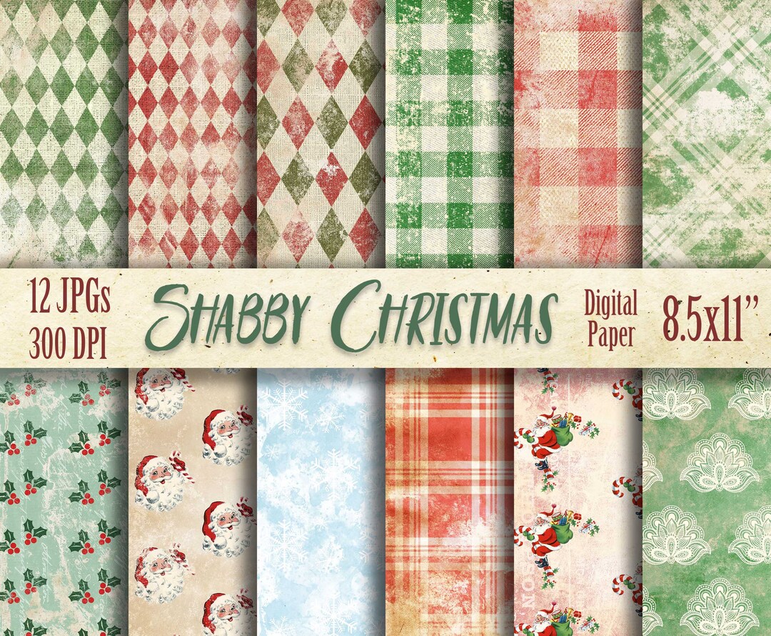 Shabby Christmas Papers, Digital Download, Christmas Junk Journaling ...