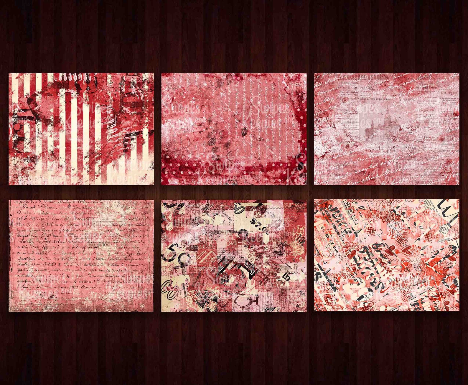 Red Printable Junk Journal Pages, Red Ephemera, Vintage Red Ephemera ...