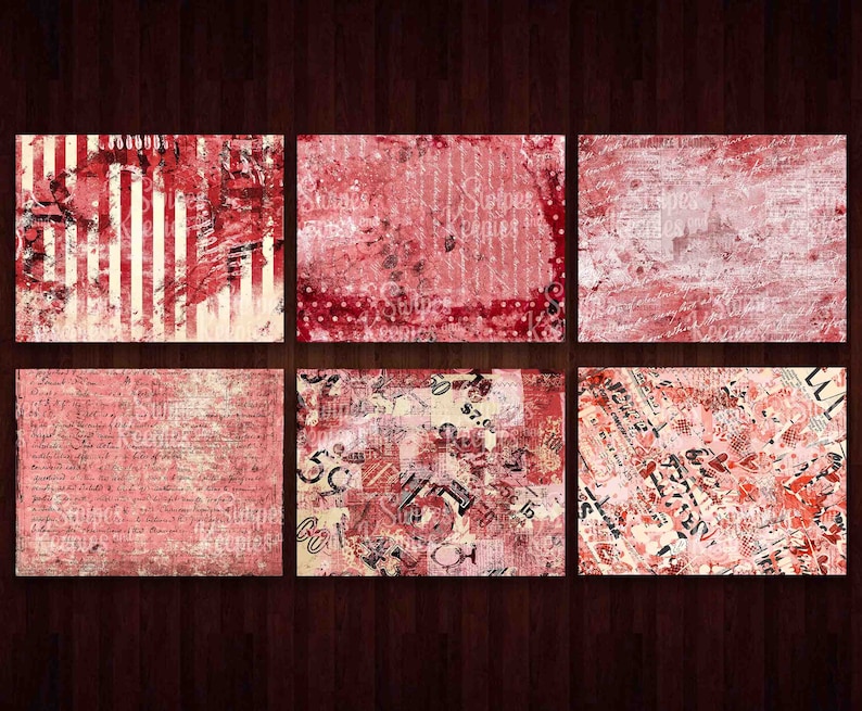 Red Printable Junk Journal Pages, Red Ephemera, Vintage Red Ephemera ...