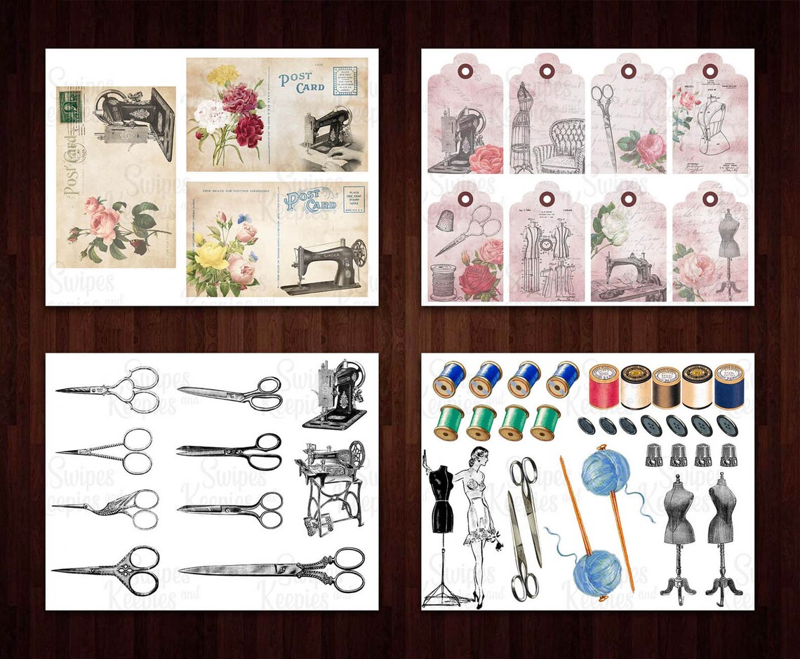 Vintage Sewing Junk Journal Printables Sewing Digital Collage - Etsy