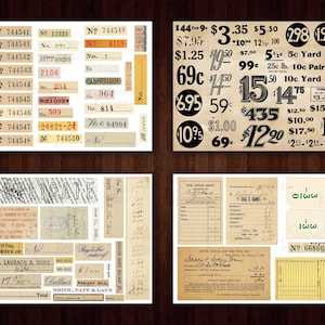 Vintage Number Labels - Vintage Paper Ephemera - Digital Ephemera ...