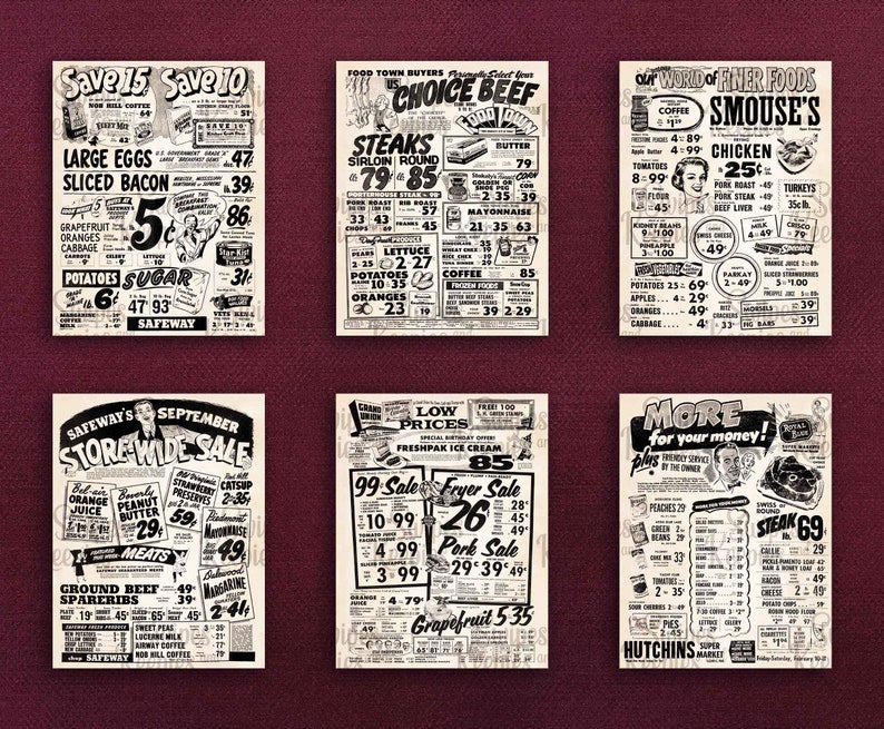 Vintage Printable Grocery Newspaper Ads, Digital Kitchen Ephemera ...