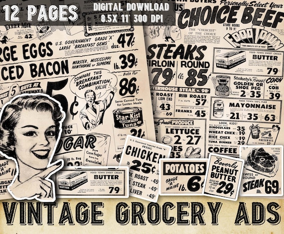 Vintage Printable Grocery Newspaper Ads Digital Kitchen - Etsy