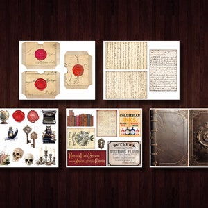 Dark Academia Digital Junk Journal Kit, Gothic Printable Ephemera, Old ...