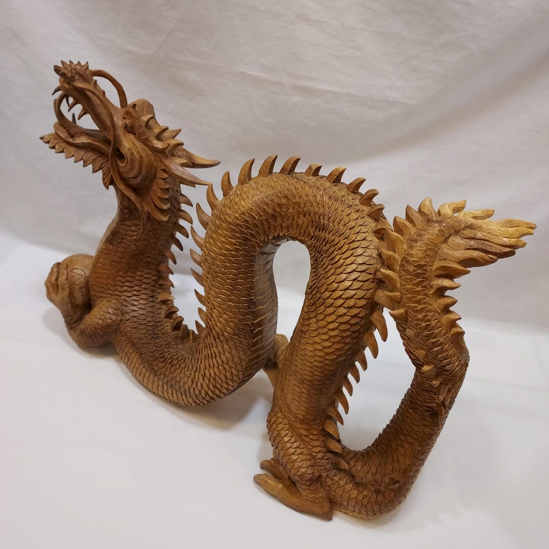 Solid Wood Dragon Hand Carved Large Table Top Display 17 X 11.5 - Etsy