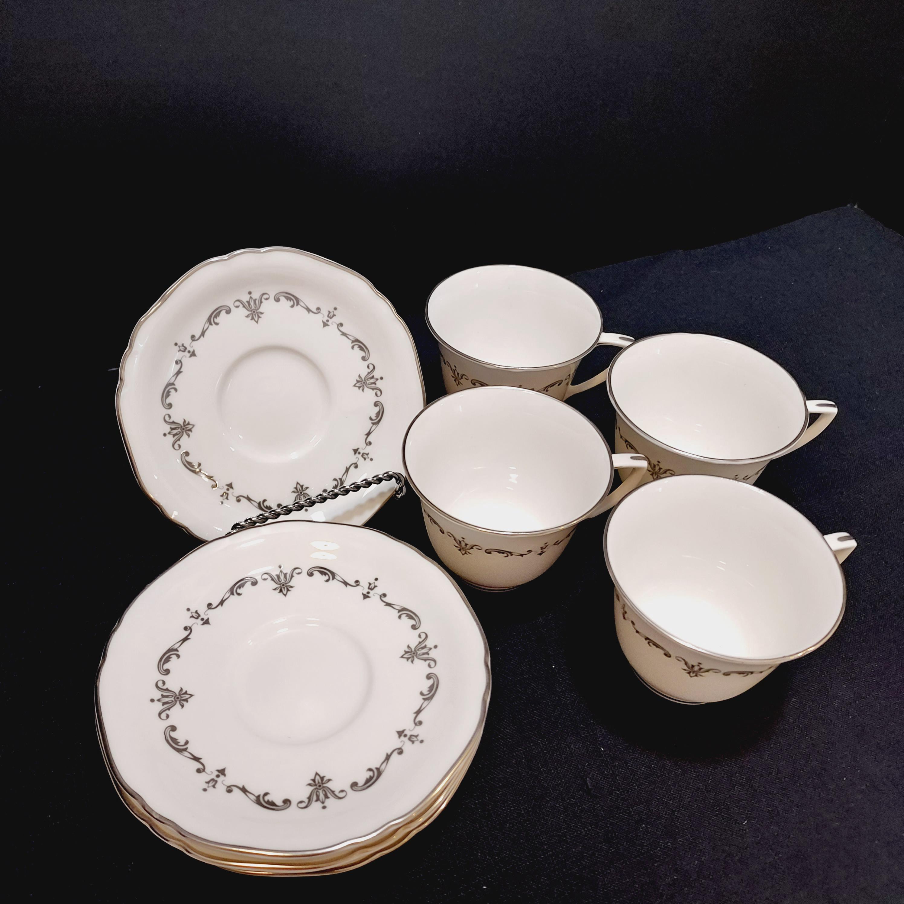 Royal Worcester Silver Chantilly Fine Bone China White With Silver Trim ...