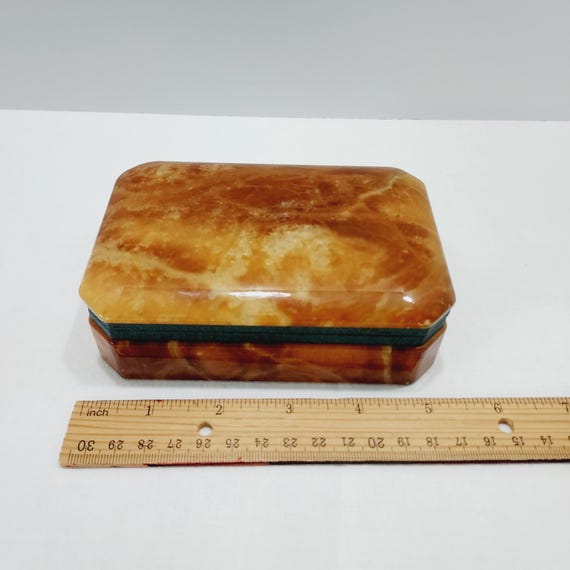 Italian Alabaster Keepsake Jewelry Box Hand Carved An… - Gem