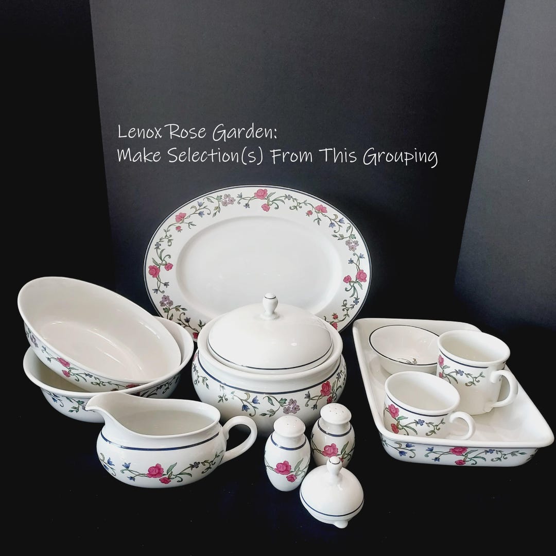 Lenox Rose Garden Casual Dining Dishes White With Mauve Flowers - Etsy