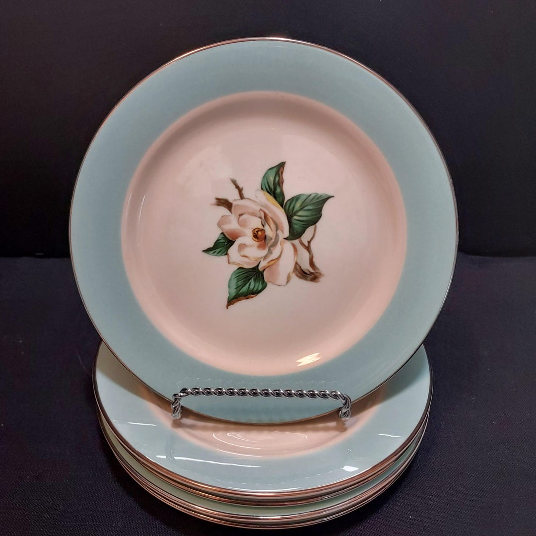 Lifetime China Co Turquoise Magnolia Bread & Butter Plates Set of 5 ...