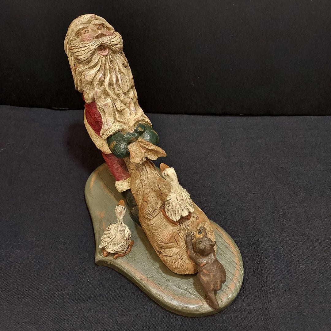 Folk Art Santa and All His Friends Help American Chestnut Figurine ...