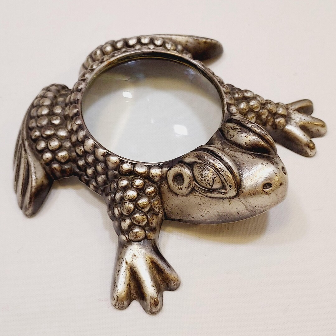Pewter Toad Magnifier Desk Top 4.25" - Etsy