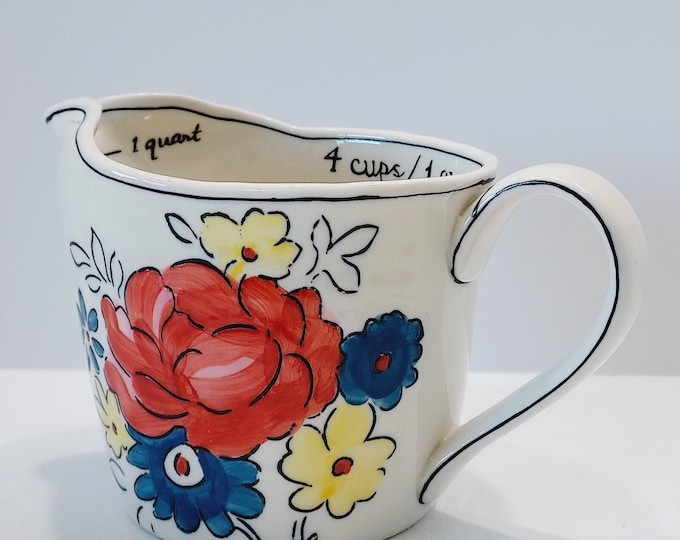 Quart Measuring Cup Molly Hatch Anthropologie Stoneware Flower Patch ...