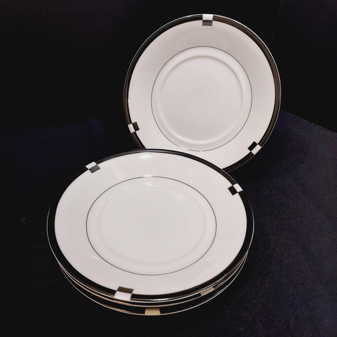Mikasa Midnight Bread & Butter Plates #L5542 Black and White Set of 5 ...