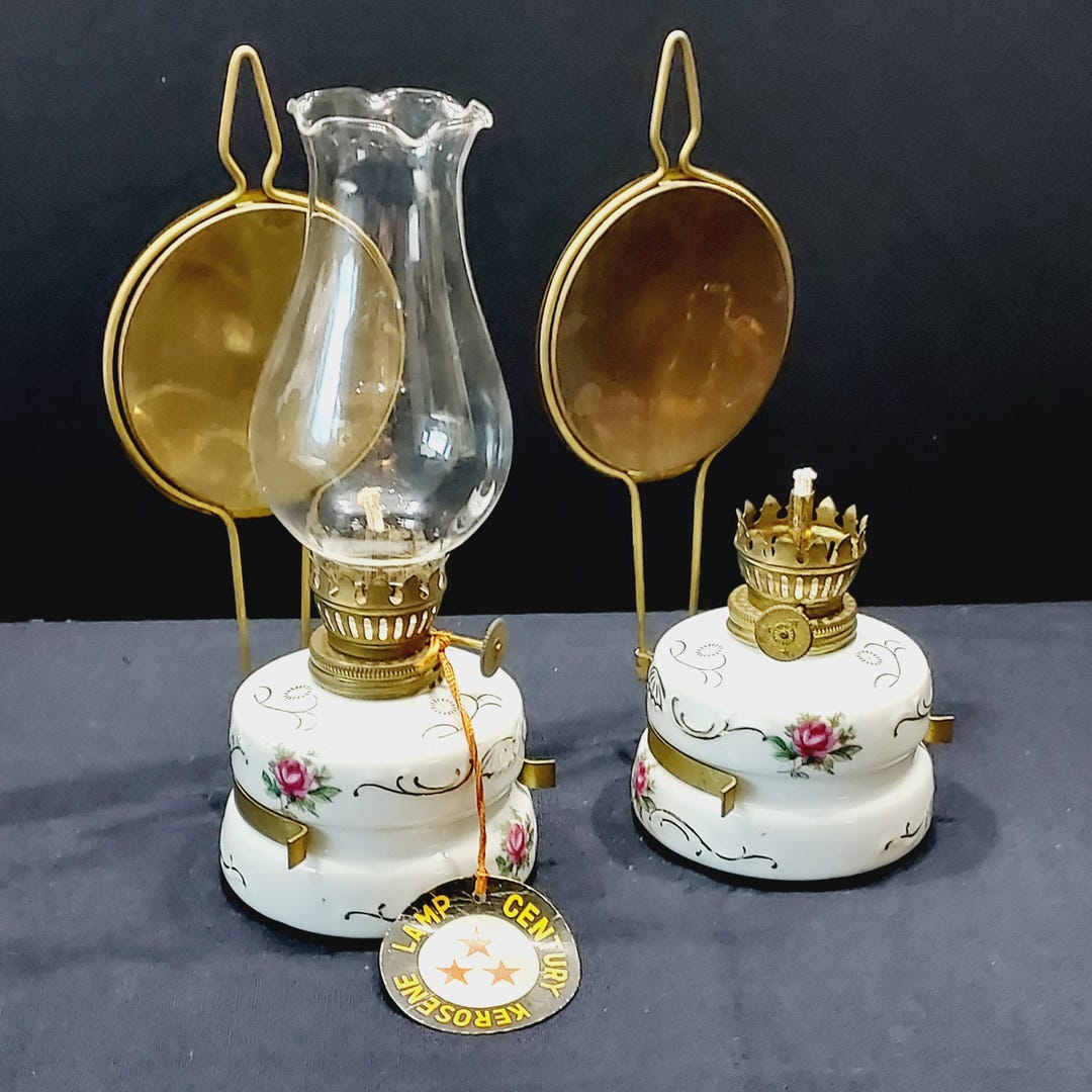 Century Lamp Wall Kerosene Lamps With Reflector Plates 7-1/2" Set of 2 ...