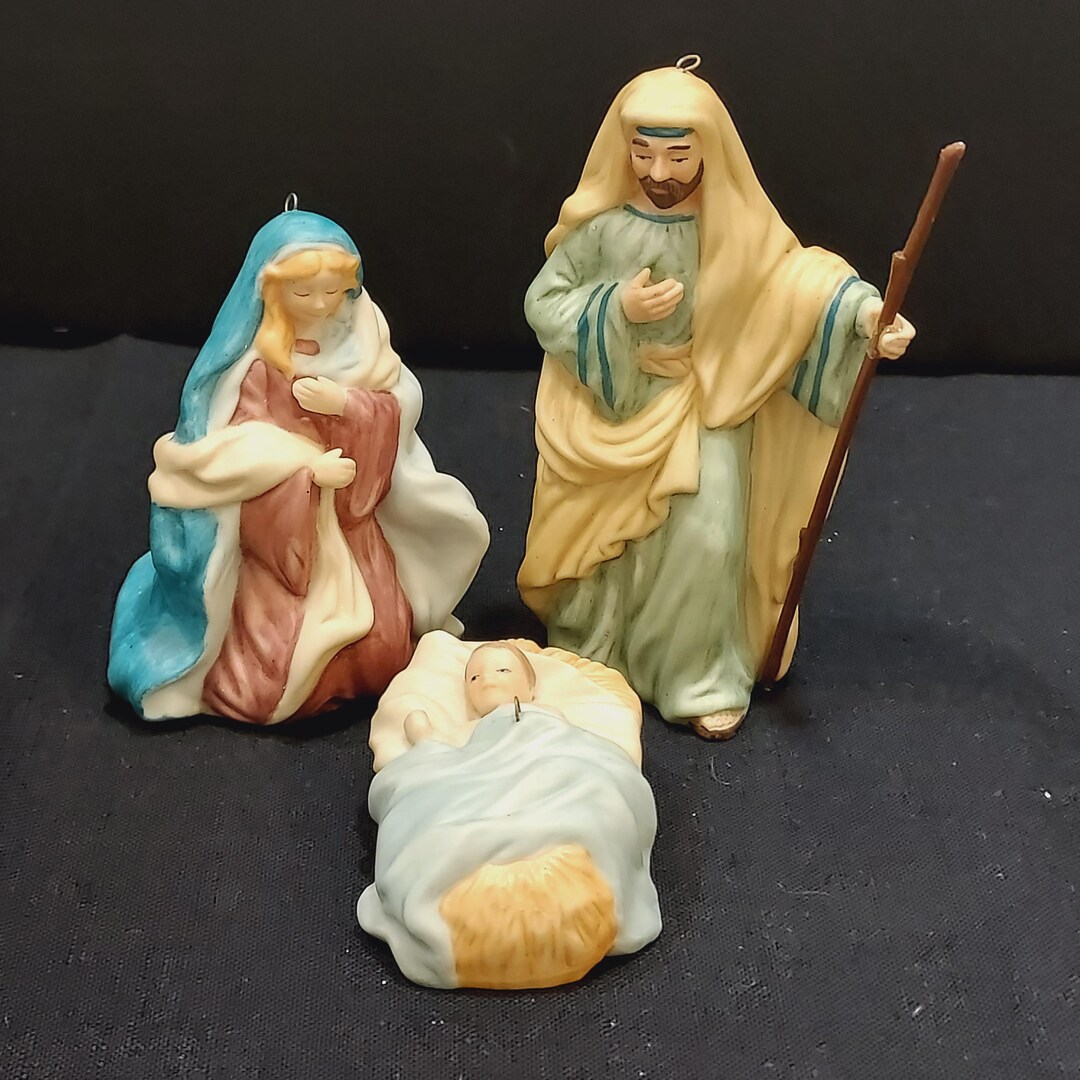 Hallmark Porcelain Nativity Ornament Set 3 Pieces 1998 - Etsy