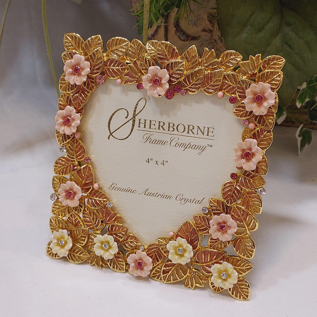 Heart Shaped Enamel Picture Frame 4 X 4 Image by Sherborne - Etsy