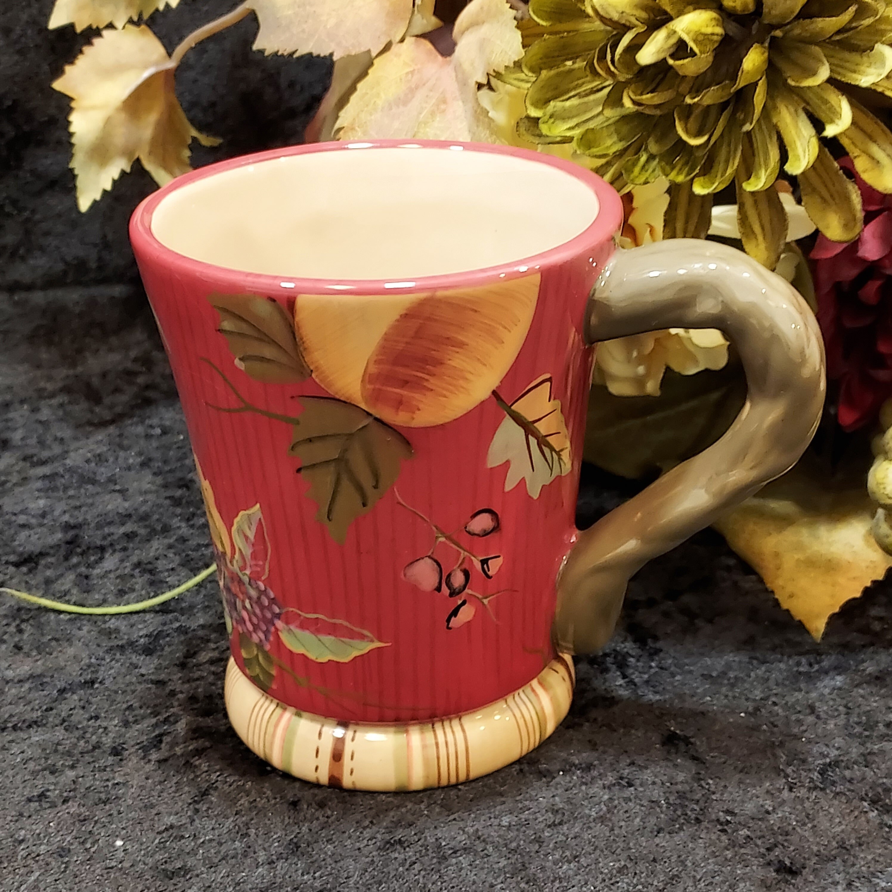 Tracy Porter The Cerise Collection Floral Red Ceramic 4pc Set 2 Mugs ...