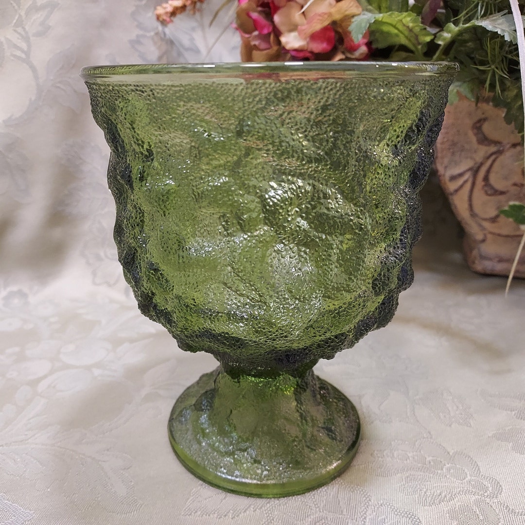 Green Crinkle Glass Footed Wide Mouth Vase A102 E.O. Brody Co - Etsy