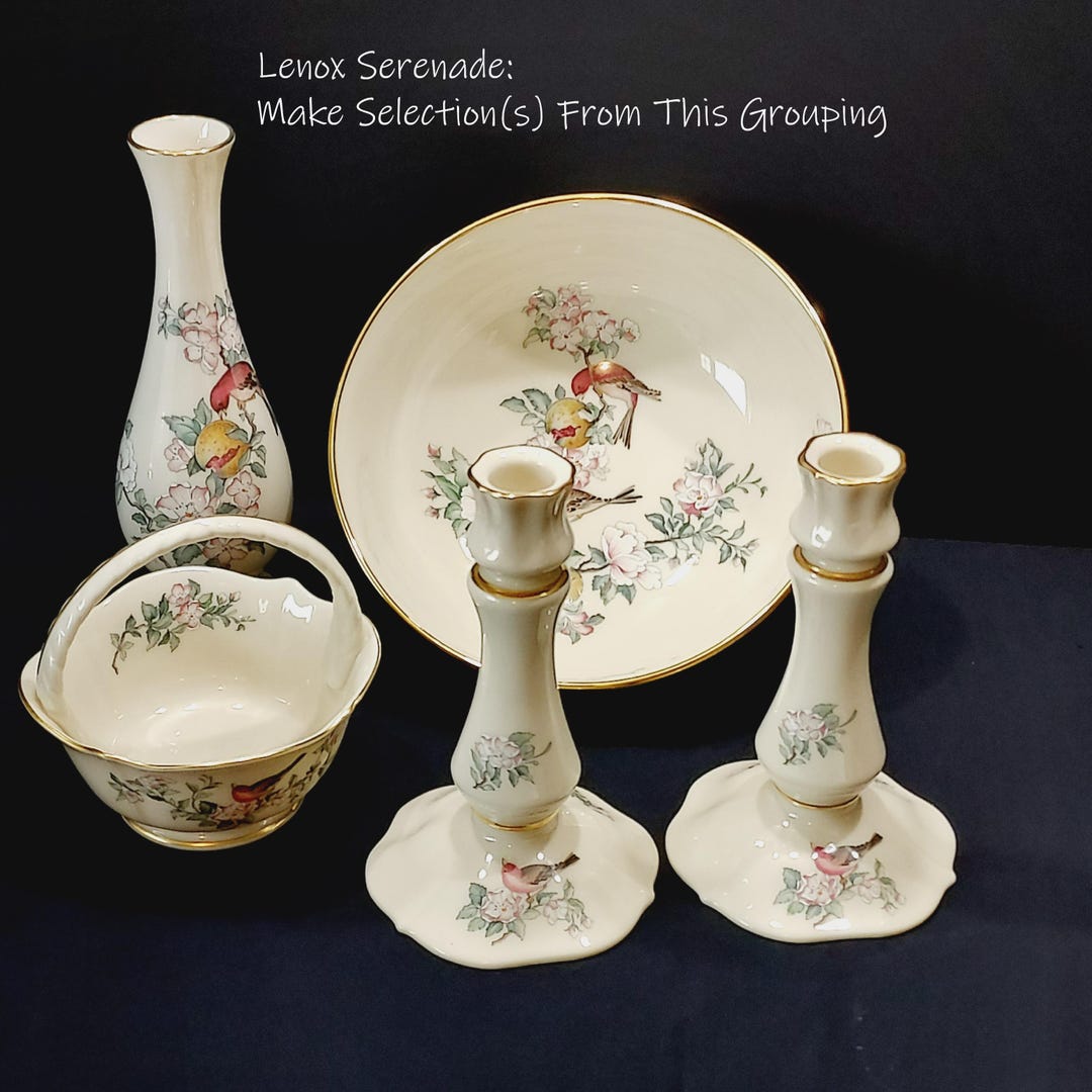Lenox Serenade Collection Bowl or Candle Sticks 24K Trim - Etsy