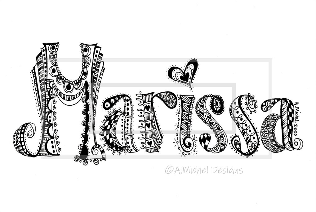 Custom Name Doodle Original Art Print - Etsy