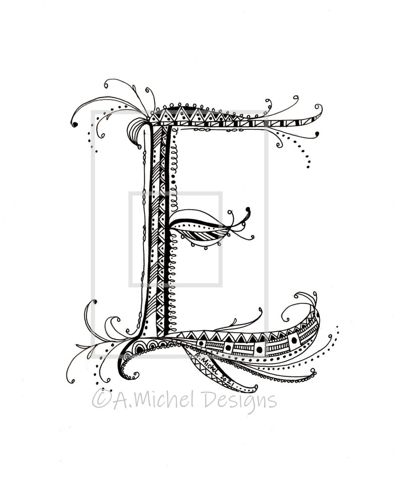 Fancy Alphabet A-Z Doodle Original Art Print | Etsy