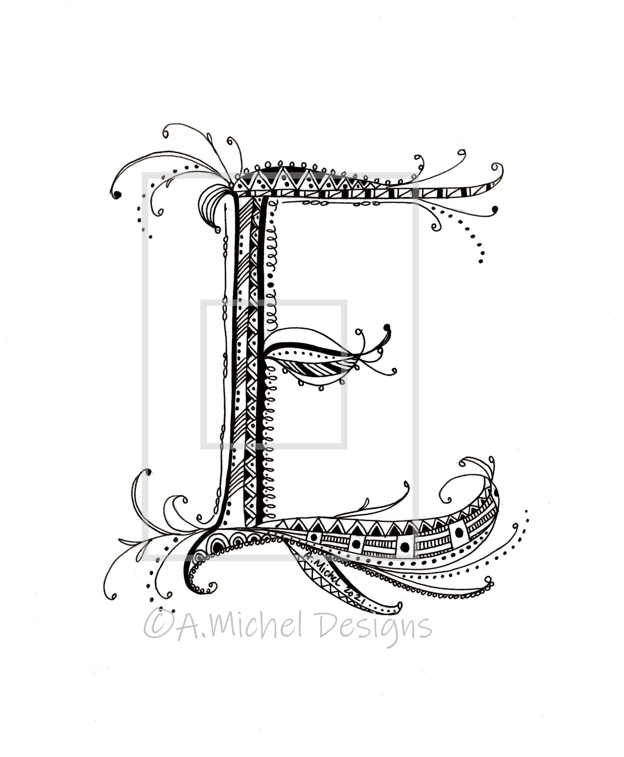 Fancy Alphabet A-Z Doodle Original Art Print - Etsy